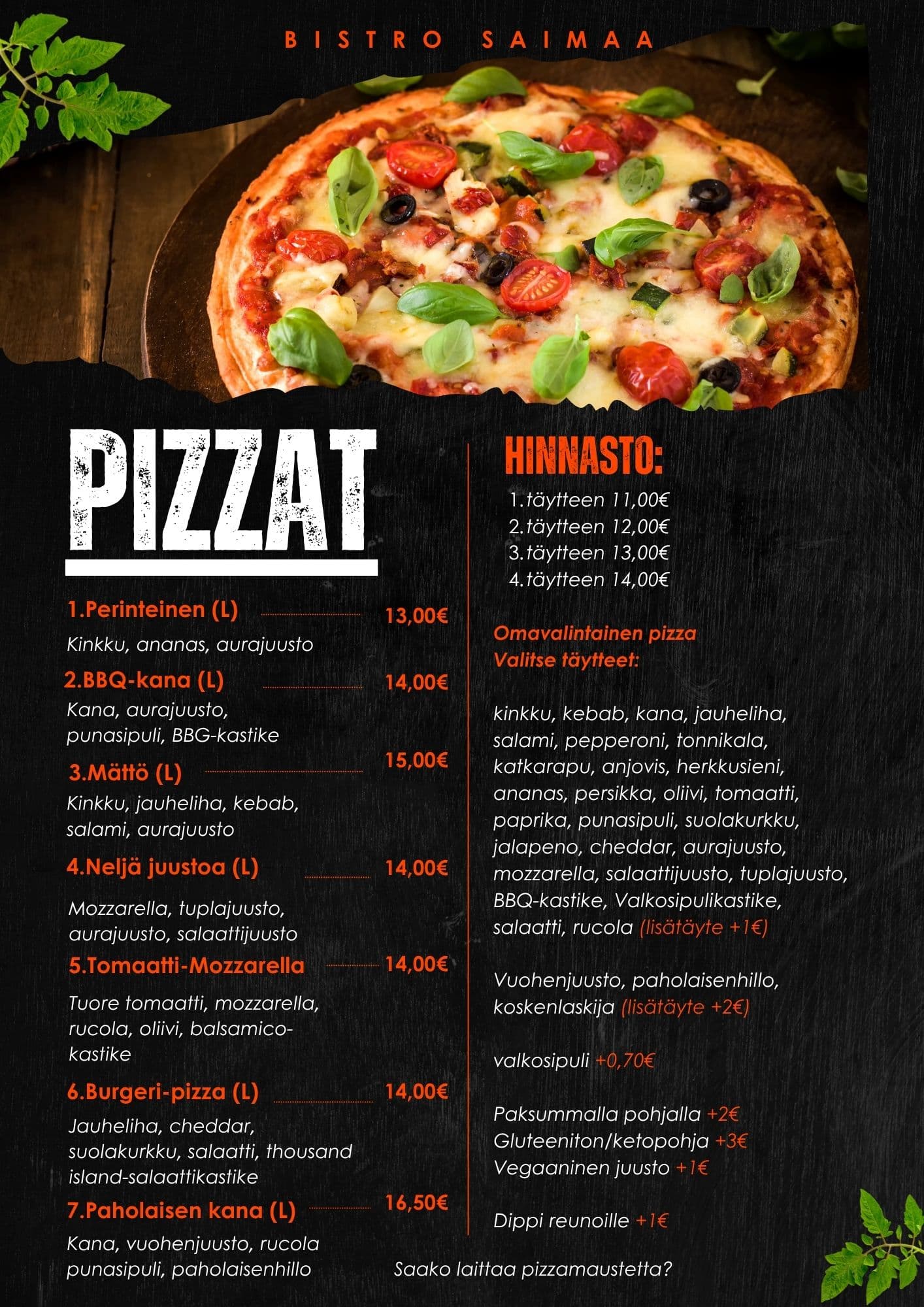 Menu - Bistro Saimaa